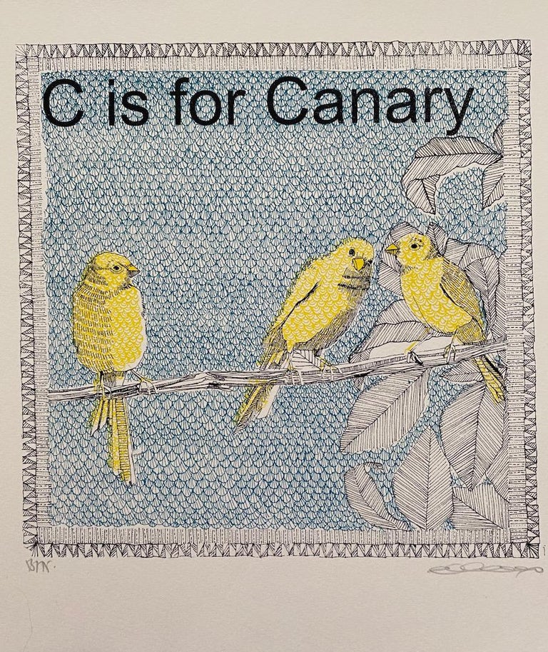 Clare Halifax - Clare Halifax, C Is for Canary, Silkscreen Print, Bird ...