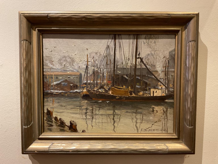 Clarence H Johnson - Vintage Gloucester, Massachusetts Oil on Board ca ...