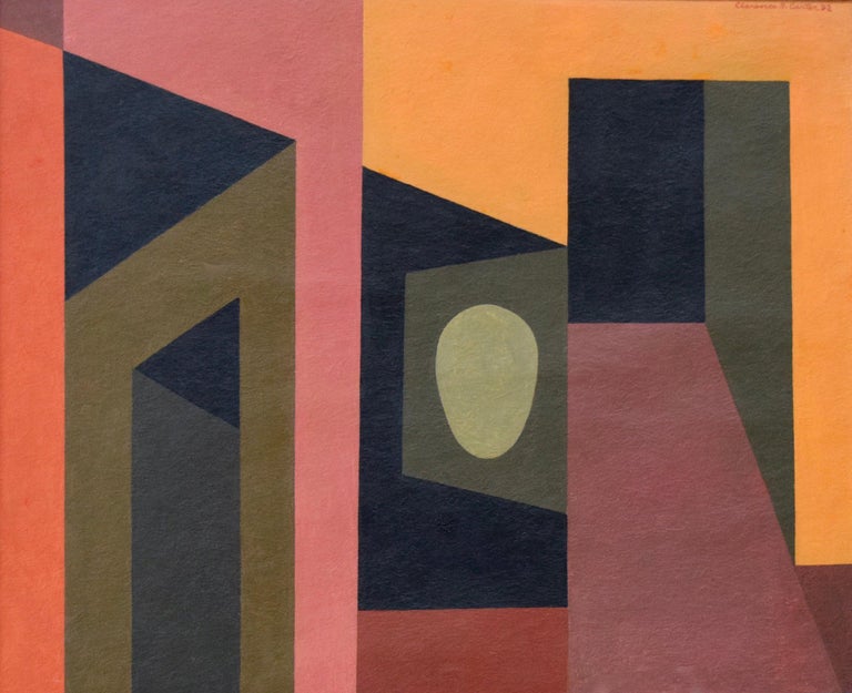 Clarence Holbrook Carter - The Way Out, figural abstract vibrant orange ...