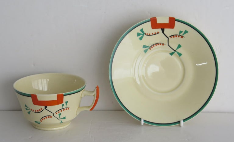 Clarice Cliff Cup and Saucer Duo Ravel Pattern Athens Shape, Art Deco ...