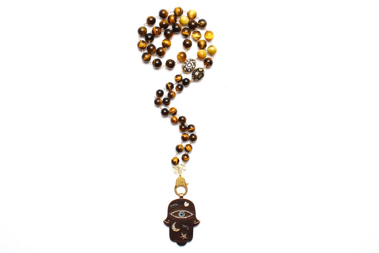 Clarissa Bronfman Gold Tiger's Eye Diamond Rosary and Ebony Diamond ...