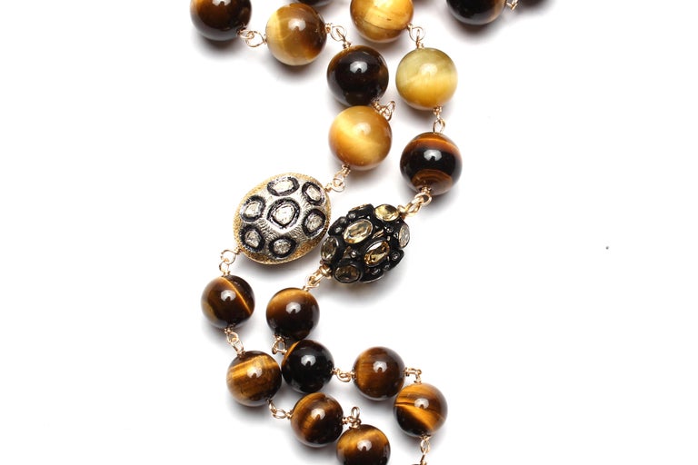 Clarissa Bronfman Gold Tiger's Eye Diamond Rosary and Ebony Diamond ...