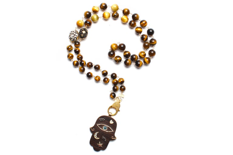 Clarissa Bronfman Gold Tiger's Eye Diamond Rosary and Ebony Diamond ...