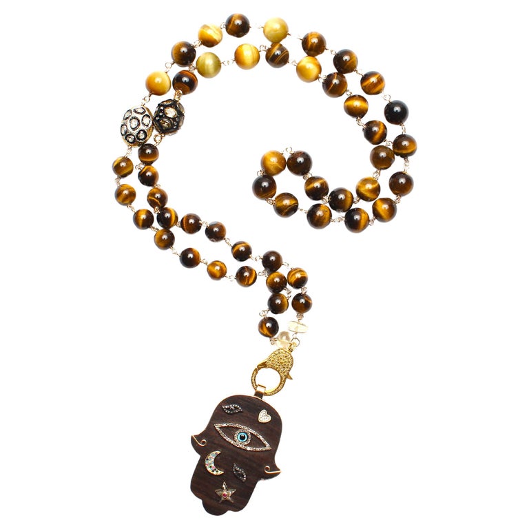 Clarissa Bronfman Gold Tiger's Eye Diamond Rosary and Ebony Diamond ...