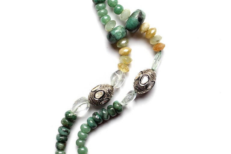 Clarissa Bronfman Jade Moonstone Crystal Agate Polki Diamond Necklace ...