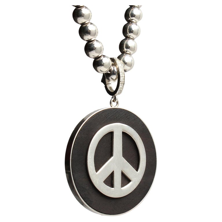 Clarissa Bronfman Signature Peace Ebony Diamond Pendant and Silver Bead ...