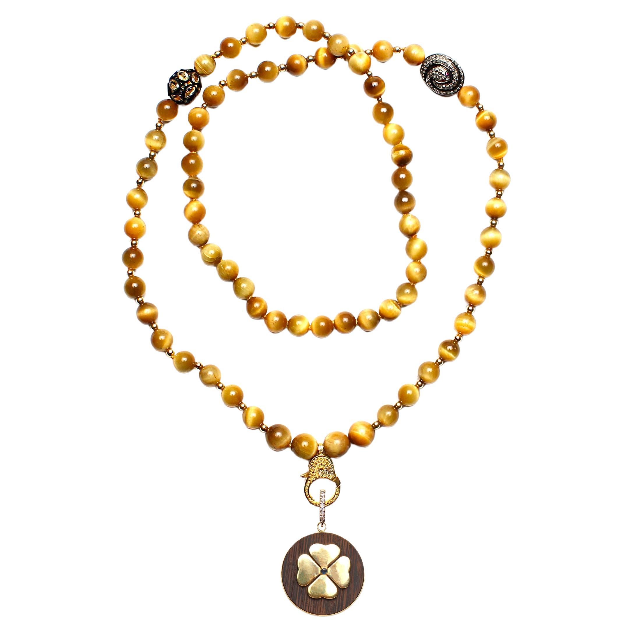 Antique Tiger's Eye Pendant Necklaces - 111 For Sale at 1stDibs | tiger ...