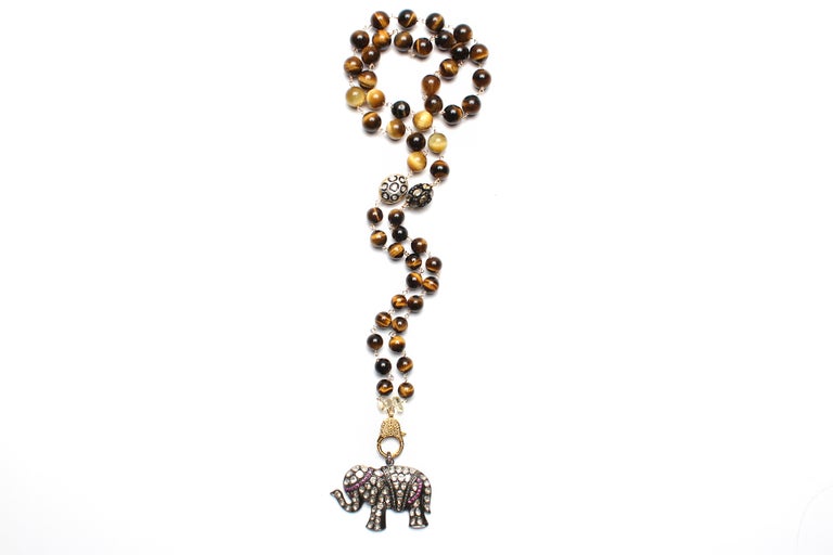 Clarissa Bronfman Tiger's Eye Polki Diamond Rosary Diamond Ruby ...