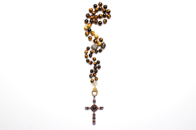 Clarissa Bronfman Tiger's Eye Polki Diamond Rosary and Ruby Amethyst ...