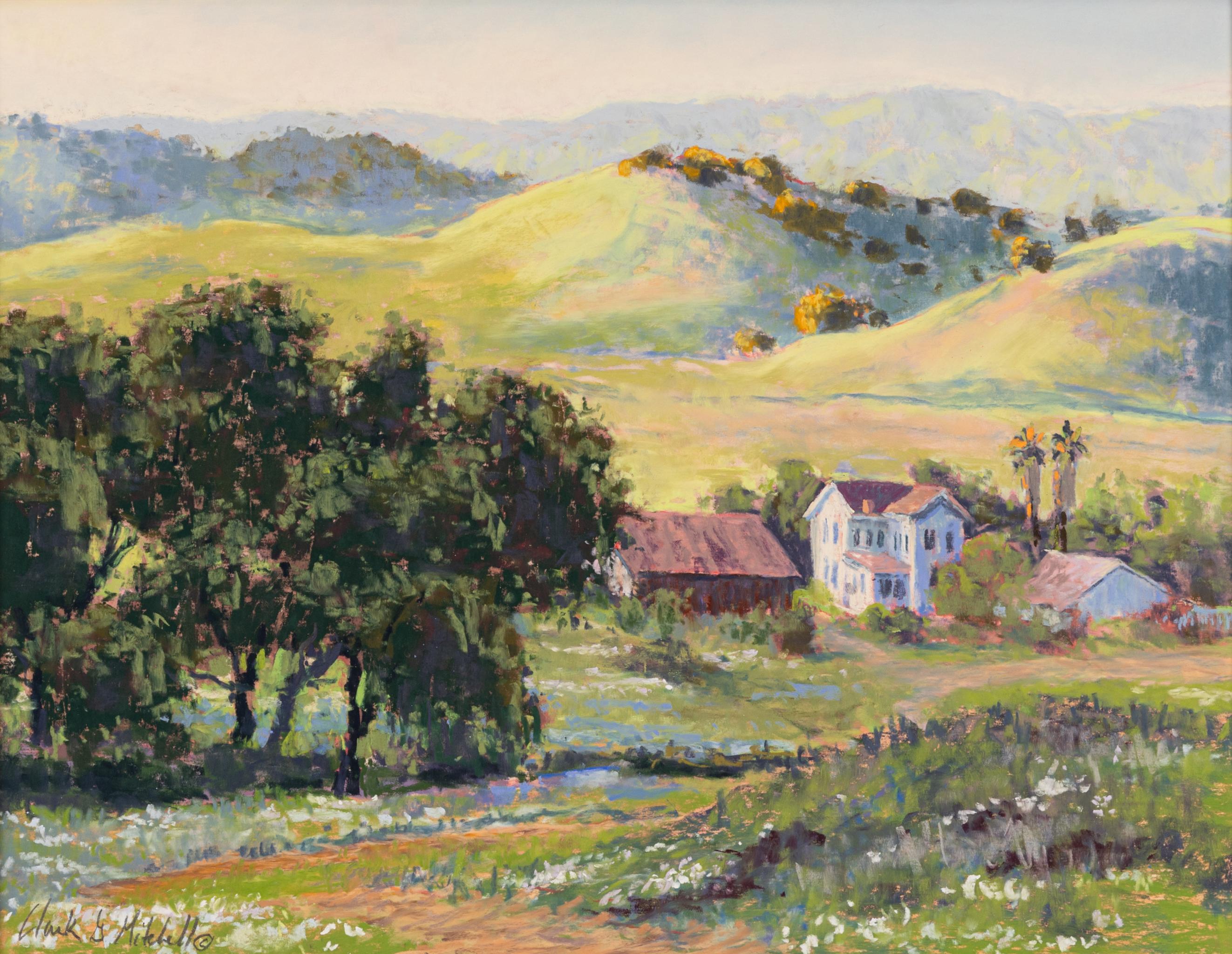 Clark Mitchell - "New Green Pond" A Bright Pastel Painting of a ...