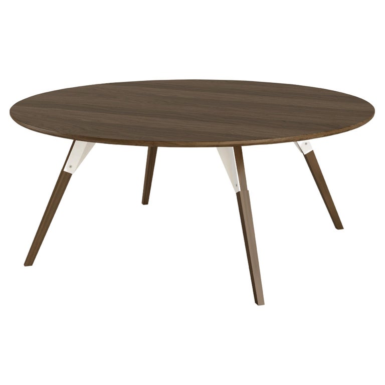 Clarke Industrial Coffee Round Table Walnut White For Sale at 1stDibs