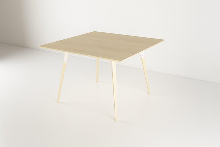 Clarke Industrial Square Table Maple White For Sale at 1stDibs
