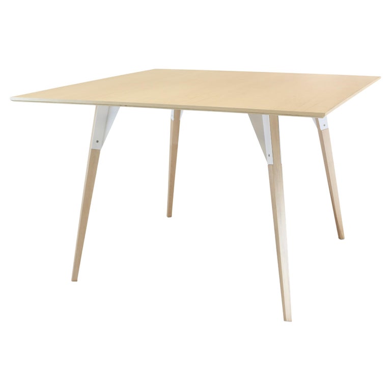 Clarke Industrial Square Table Maple White For Sale at 1stDibs