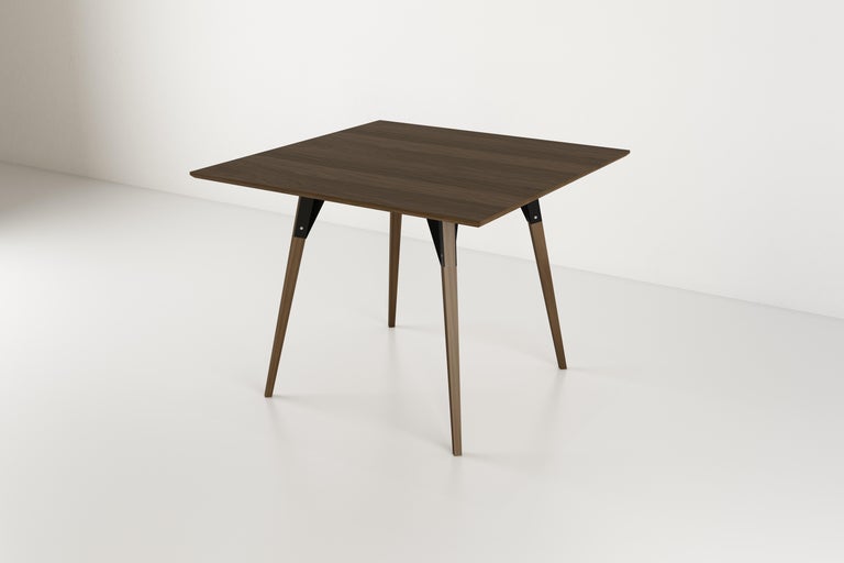 Clarke Industrial Square Table Walnut Black For Sale at 1stDibs