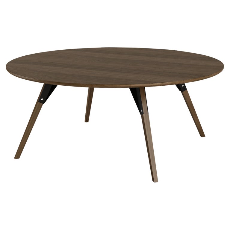 Clarke Round Coffee Table Walnut Black For Sale at 1stDibs