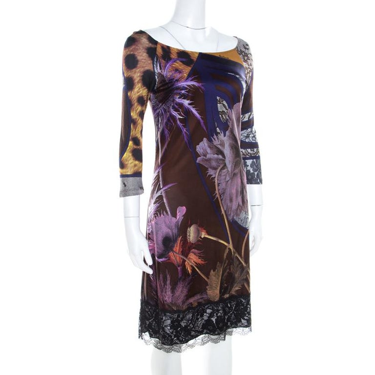 Class by Roberto Cavalli Multicolor Jersey Printed Midi Dress M at 1stDibs