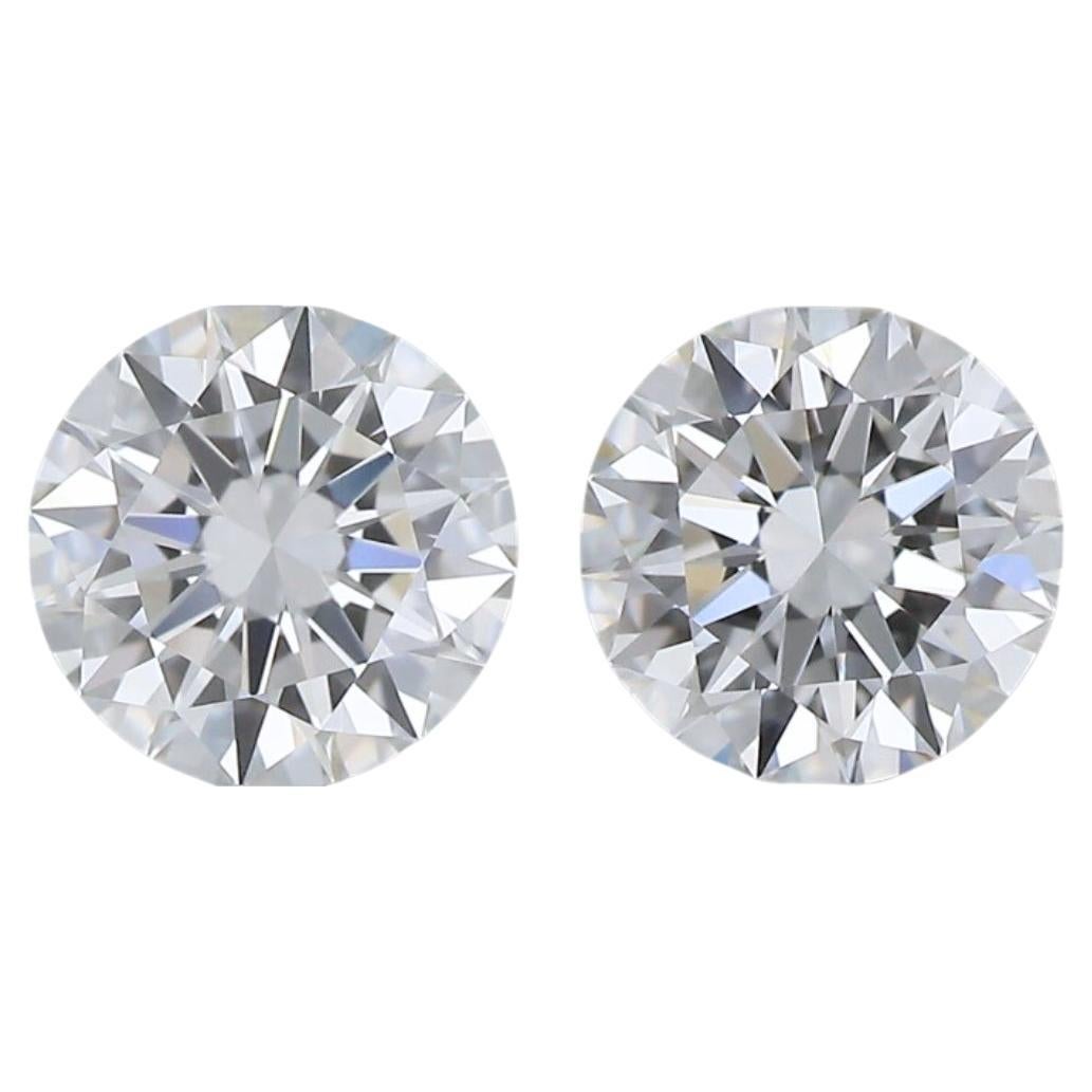 Classic 0.63ct Triple Excellent Ideal Cut Pair of Round-Shaped Diamonds ...