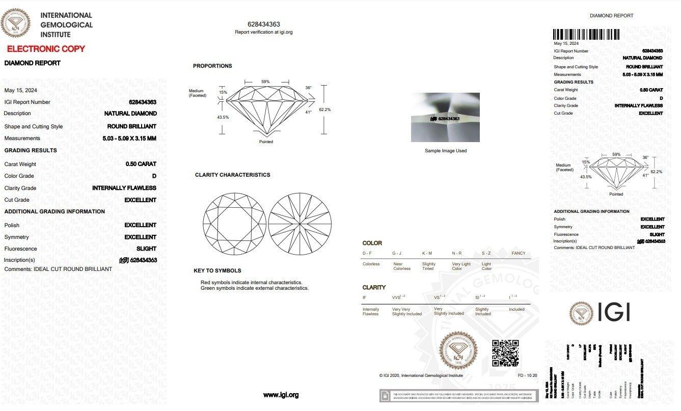 Classic 1.00ct Diamonds Stud Earrings in 18k White Gold - IGI Certified For Sale at 1stDibs