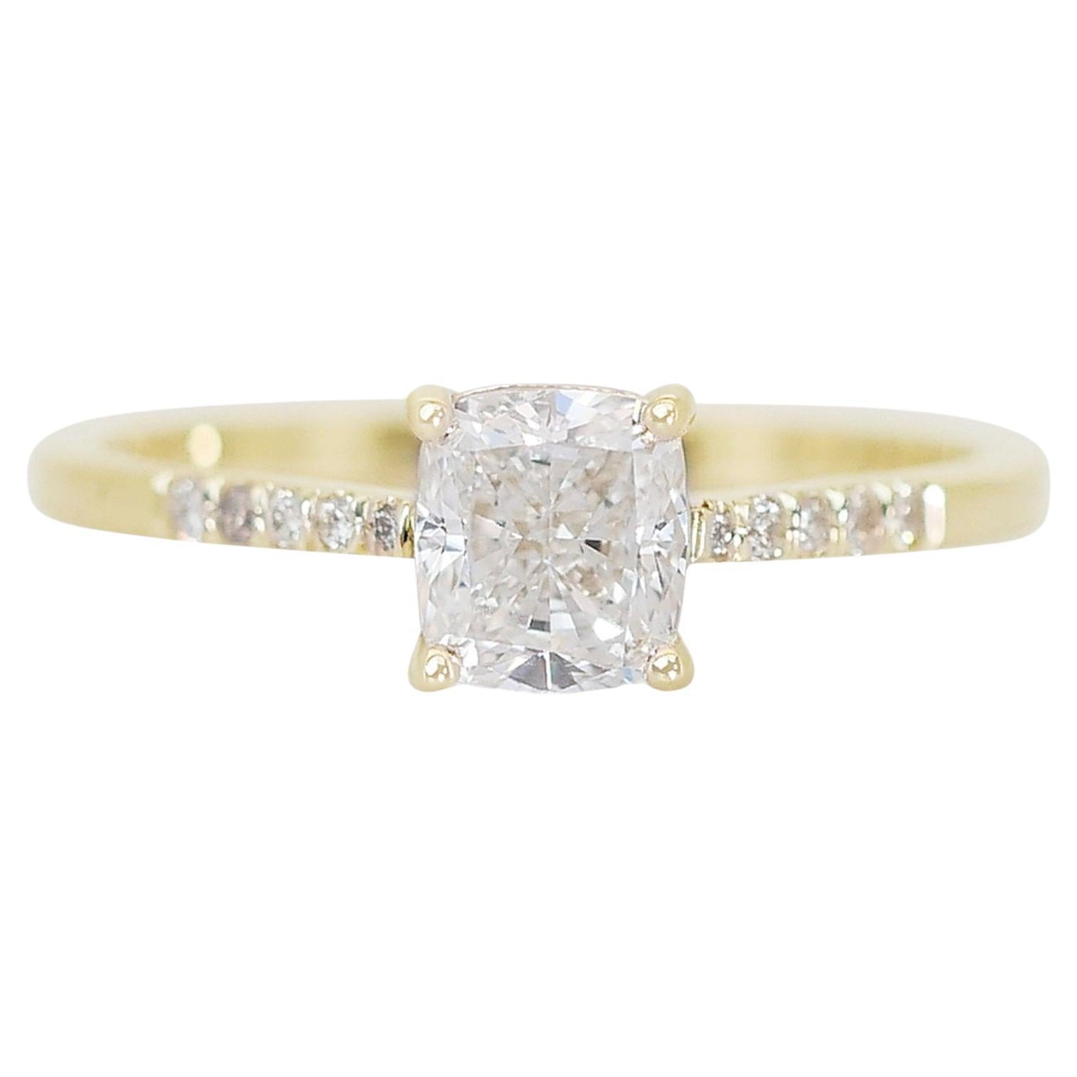 Stylish 1.21ct Diamonds Vintage Style Pave Ring in 18k Yellow Gold ...