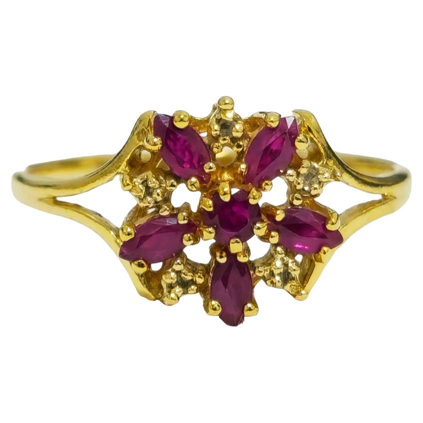 10k Gold Ruby and Diamond Ring For Sale at 1stDibs