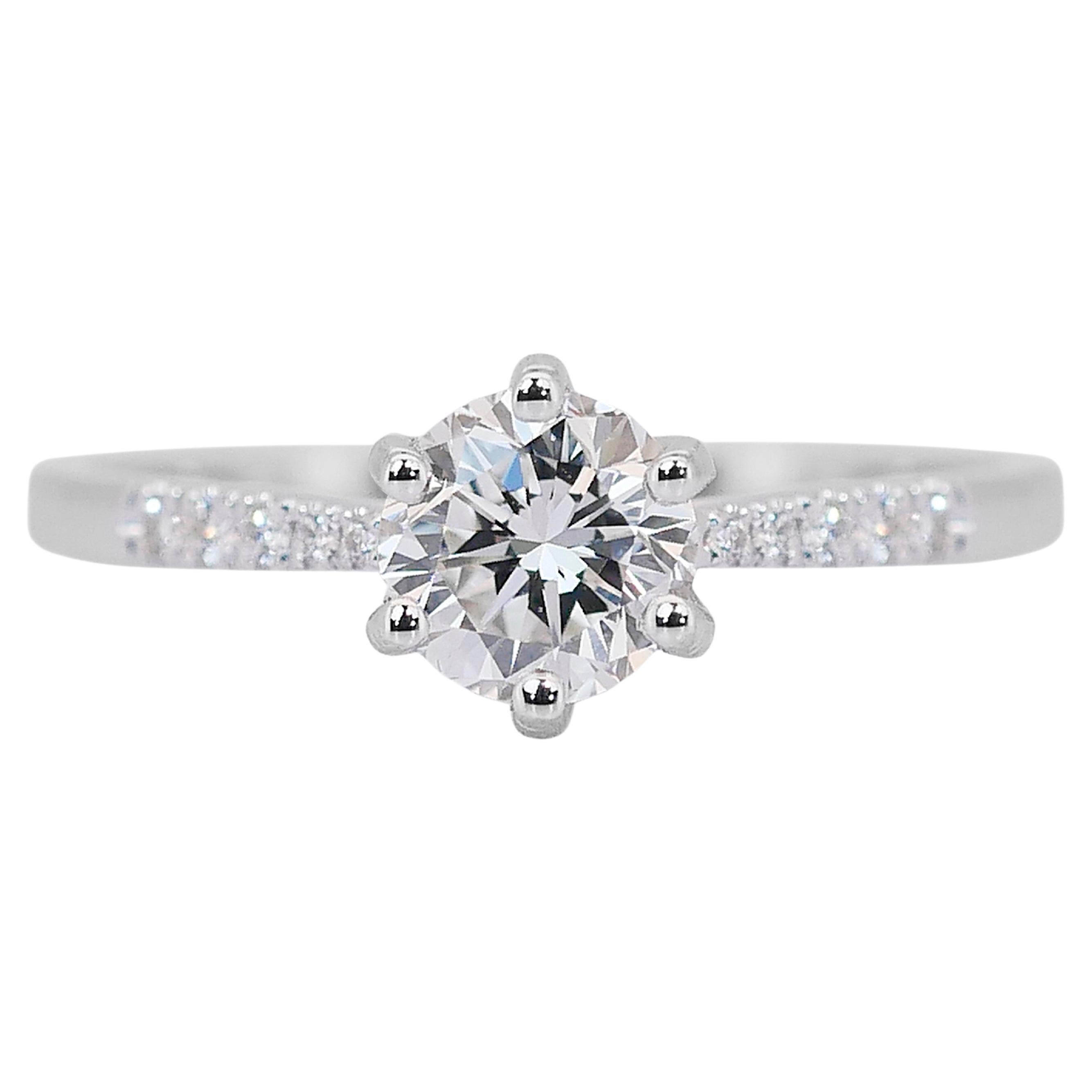 ICA 18K White Gold 1.10ct Blue Sapphire and 0.20ct Diamond Ring For ...
