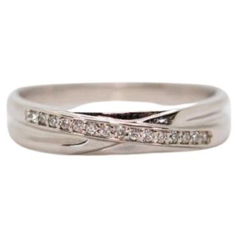 Classic 18K White Gold Band Ring with 0.07 ct Natural Diamonds at 1stDibs