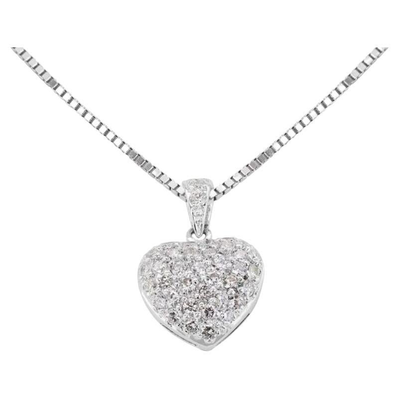 Diamond Heart Pendant 18k White Gold For Sale at 1stDibs