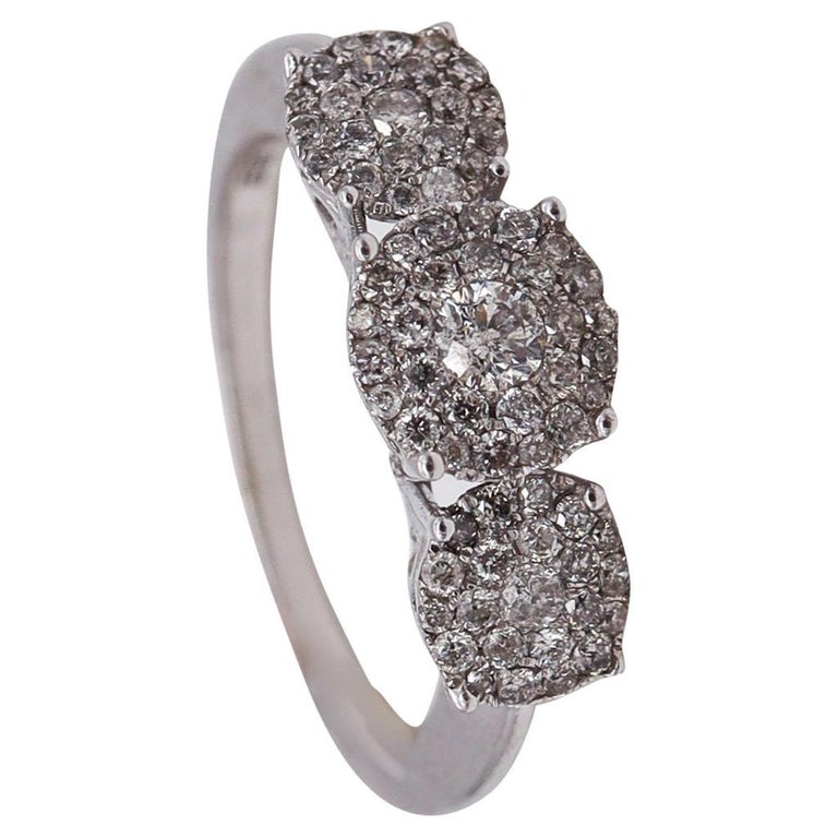 Classic 1970 Engagement Band in 14Kt White Gold with 1.05 Cts Cluster ...