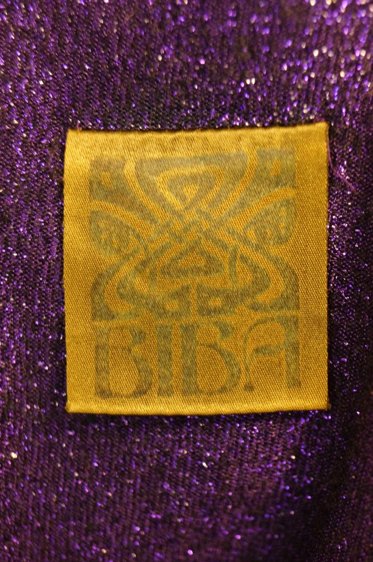 Classic 1970s Biba by Barbara Hulanicki Purple Metallic Lame Party ...