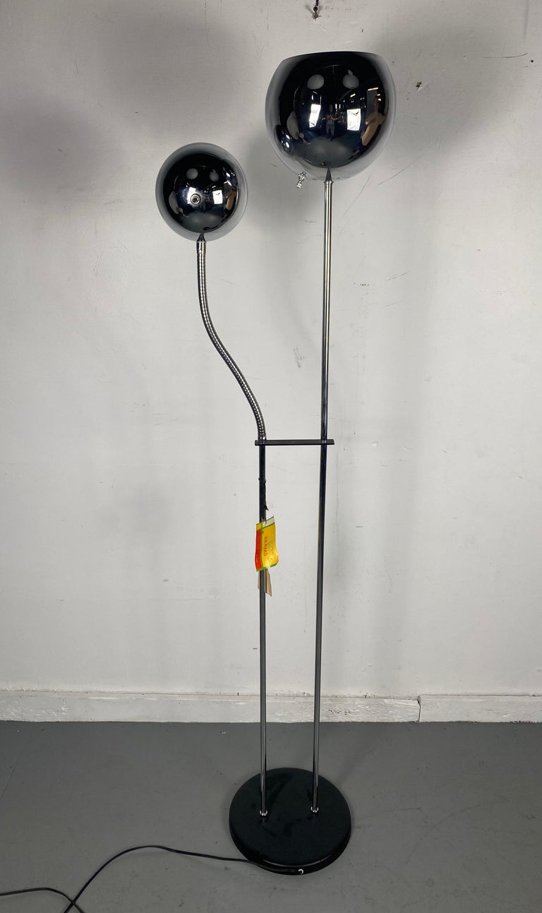 Classic 1970s Double Eye-Ball Chrome Floor Lamp by Lite Beams, After ...