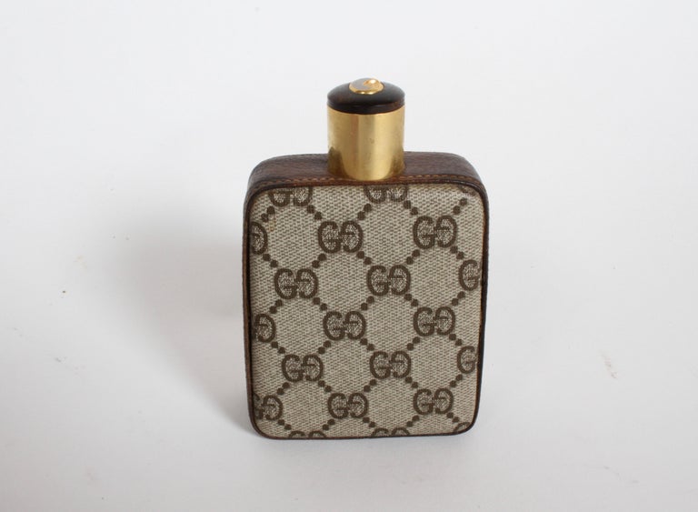 Classic 1980s Gucci Brown Double G Monogram Bar Flask, Rare at 1stDibs