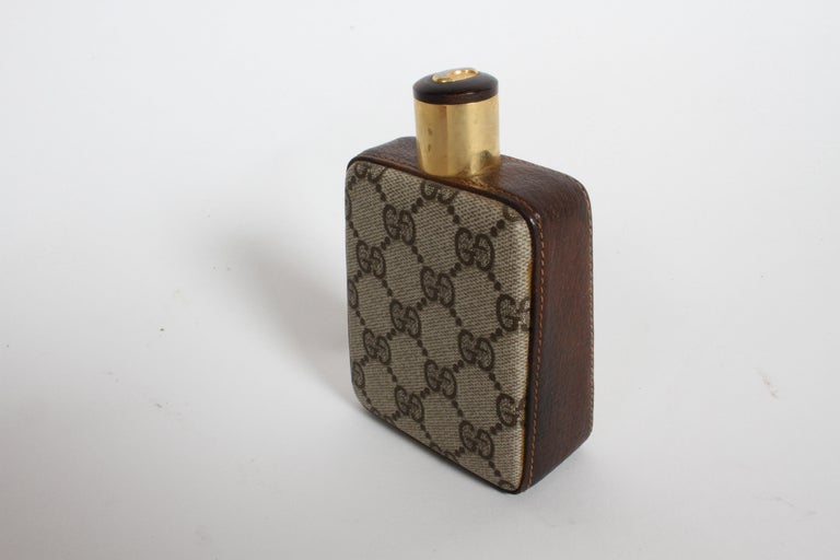 Classic 1980s Gucci Brown Double G Monogram Bar Flask, Rare at 1stDibs