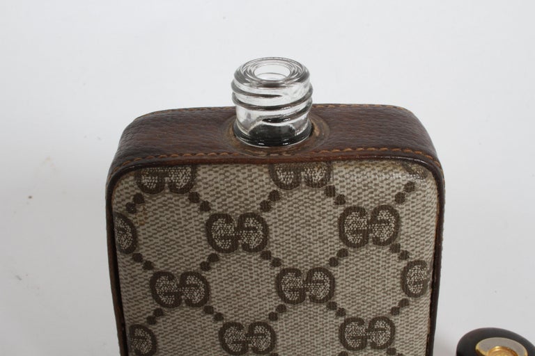 Classic 1980s Gucci Brown Double G Monogram Bar Flask, Rare at 1stDibs