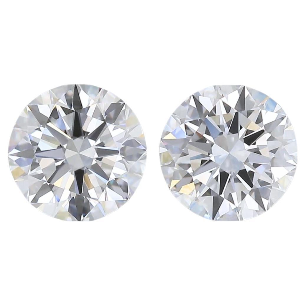 Classic 2.01ct Triple Excellent Ideal Cut Pair of Round Diamonds - GIA ...