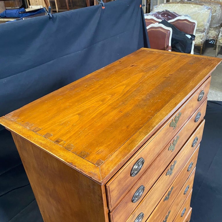 Classic American Federal Chippendale Maple Chest of Six Graduated ...