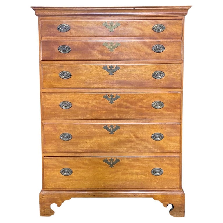 Classic American Federal Chippendale Maple Chest of Six Graduated ...