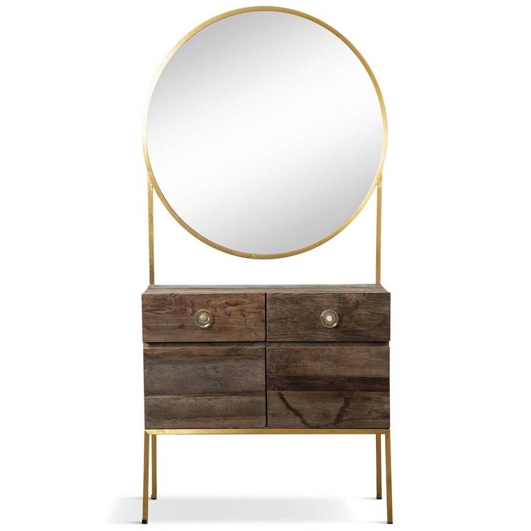 Classic and Modern Handmade Vanity in Natural Elm with Hand Welded ...