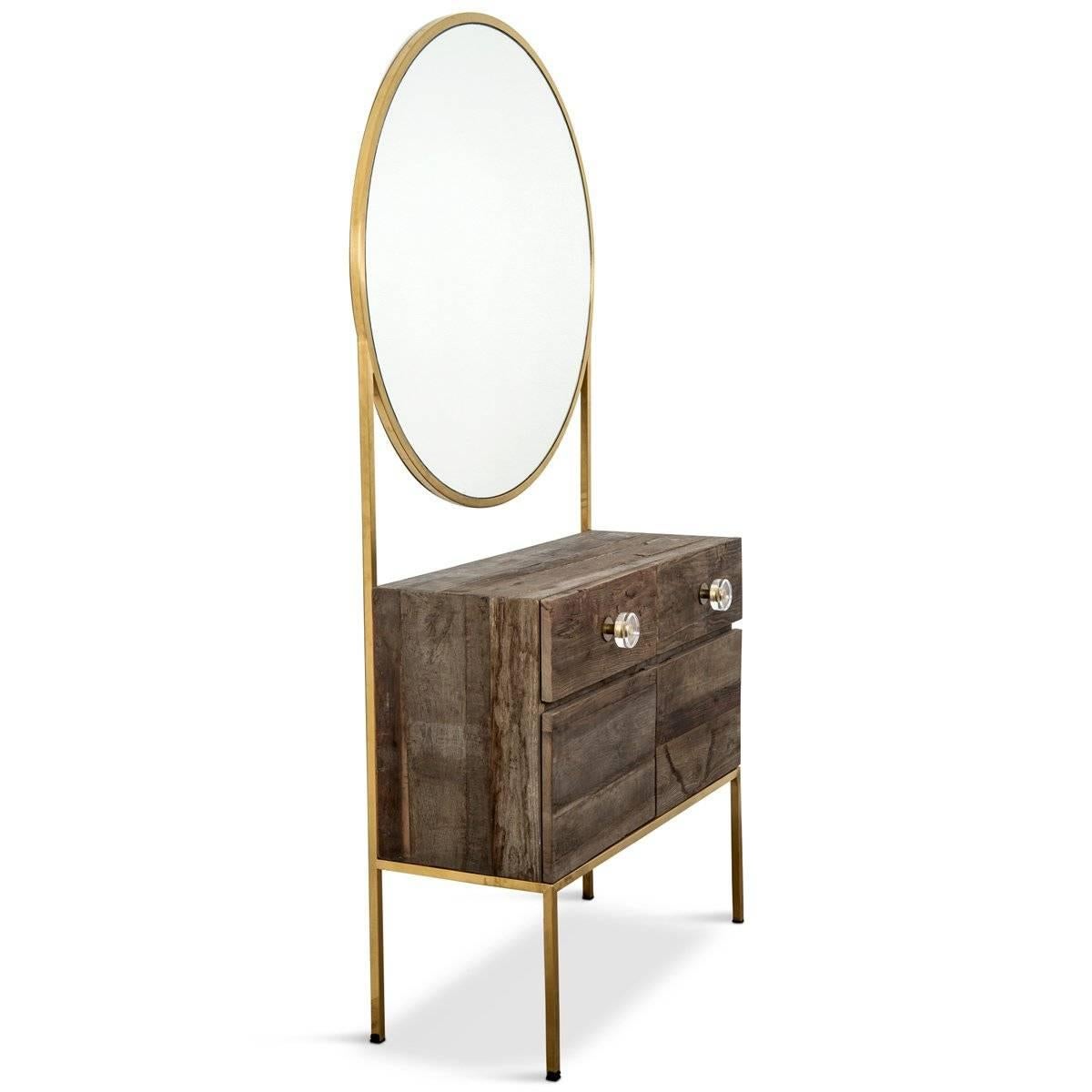 Classic and Modern Handmade Vanity in Natural Elm with Hand Welded ...