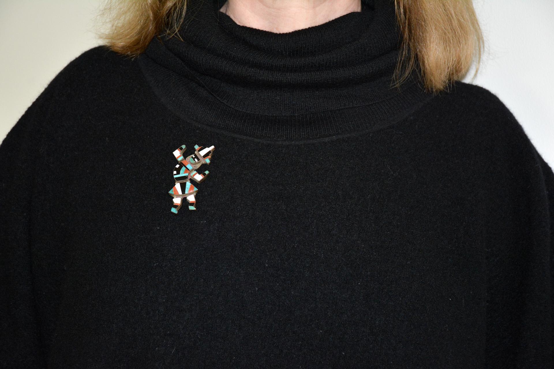 Classic and Rare Matched Pair of Zuni Rainbow Dancer Pins by Merle ...