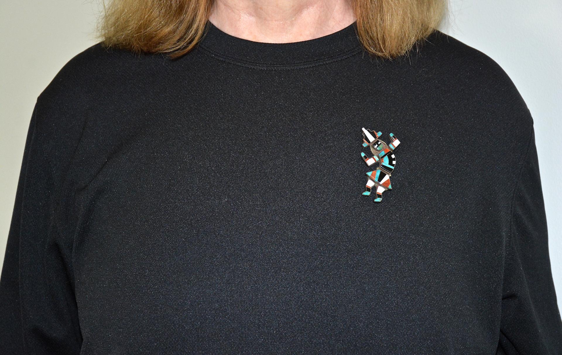 Classic and Rare Matched Pair of Zuni Rainbow Dancer Pins by Merle ...