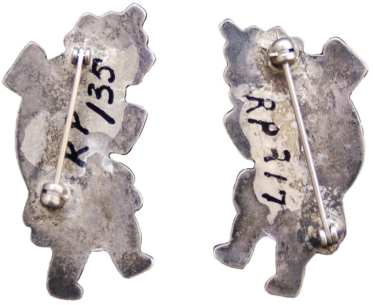 Classic and Rare Small Matched Pair of Zuni Rainbow Dancer Pins by ...