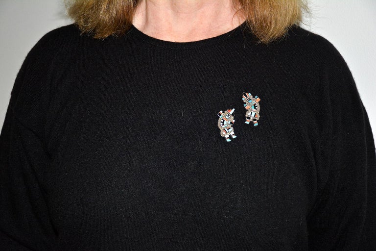 Classic and Rare Small Matched Pair of Zuni Rainbow Dancer Pins by ...