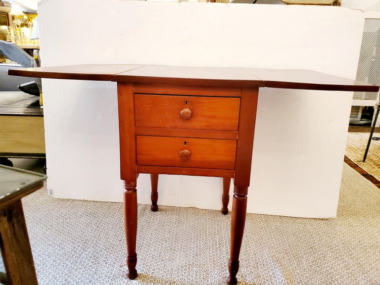 Classic Antique Drop Leaf Cherry Side Table For Sale at 1stDibs