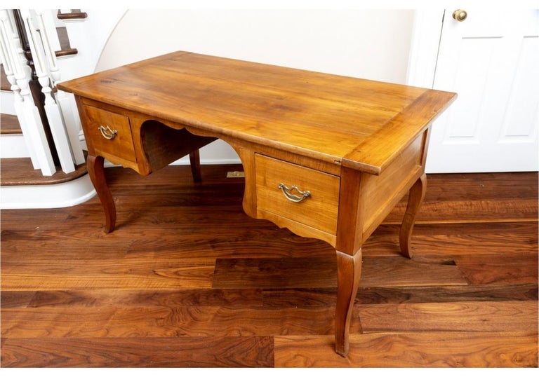 Classic Antique French Cherry Desk with Breadboard Top For Sale at 1stDibs