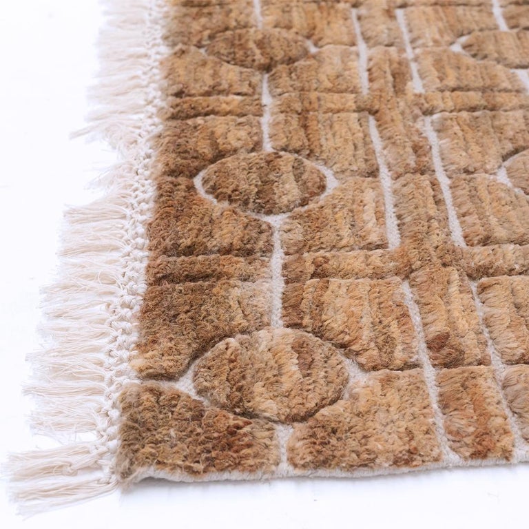 Classic Architectural Customizable Breezeblock Weave Rug in Straw X ...