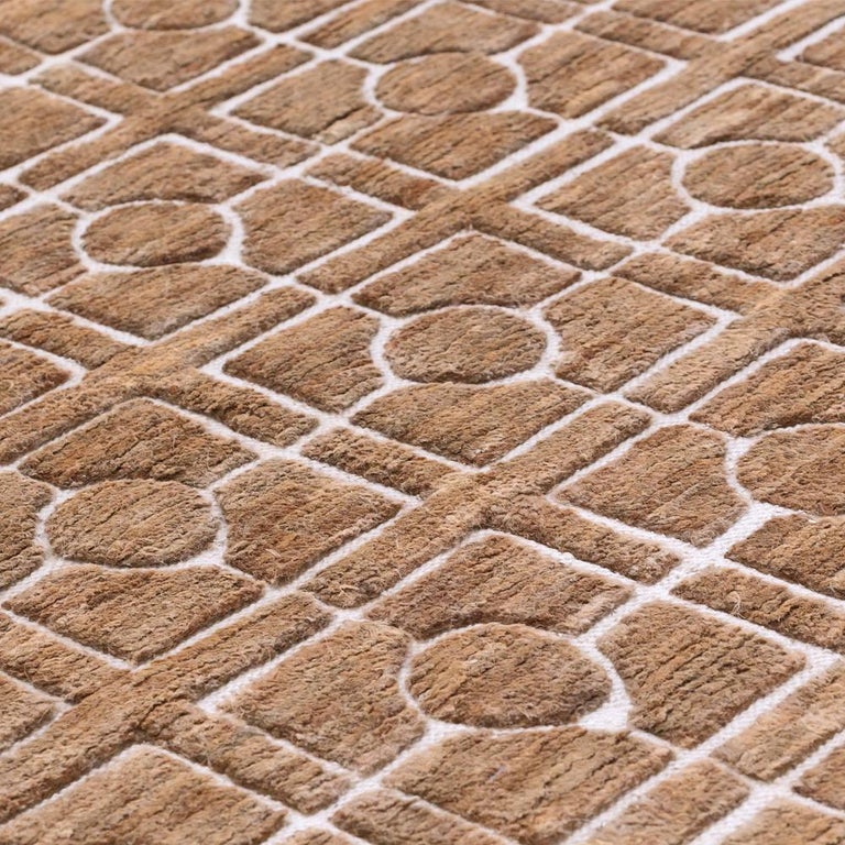 Classic Architectural Customizable Breezeblock Weave Rug in Straw X ...