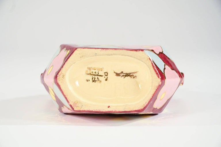 Classic Art Deco Belgian Pottery Vase with Polychrome Enamel and Gilt ...