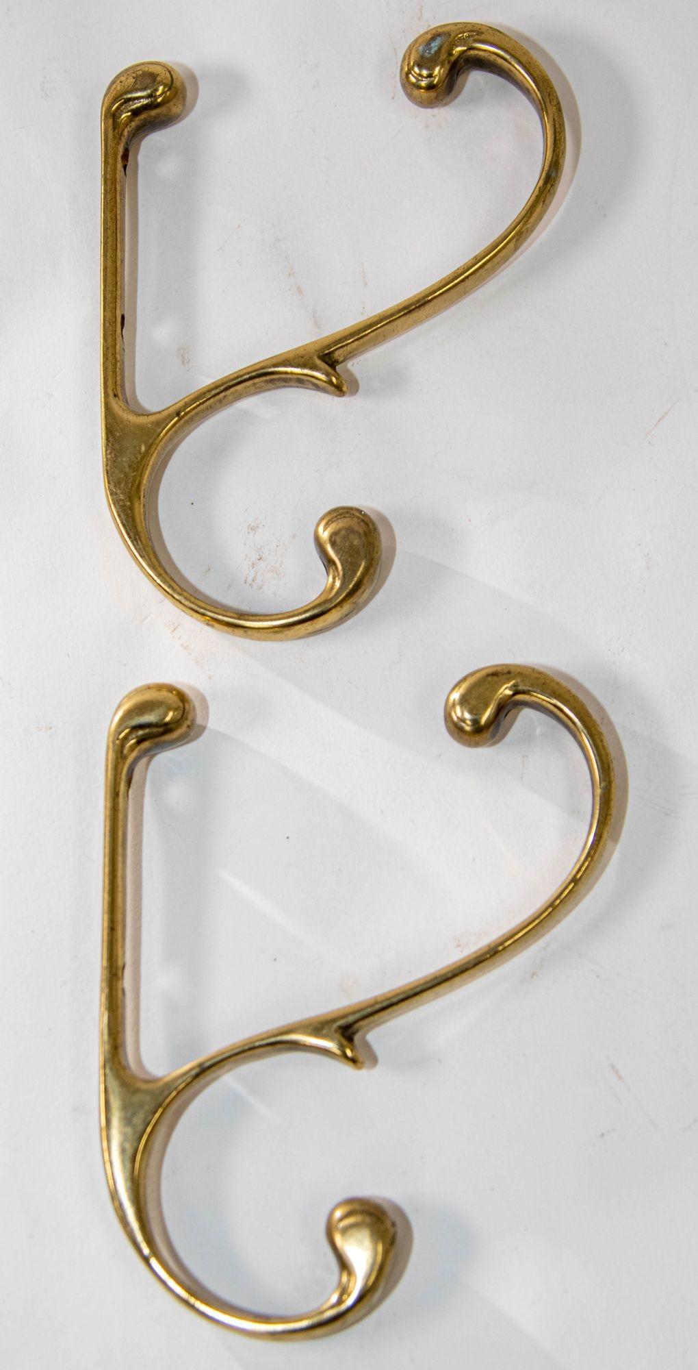 Classic Art Nouveau Minimalist Style Polished Brass Wall Coat and Hat ...