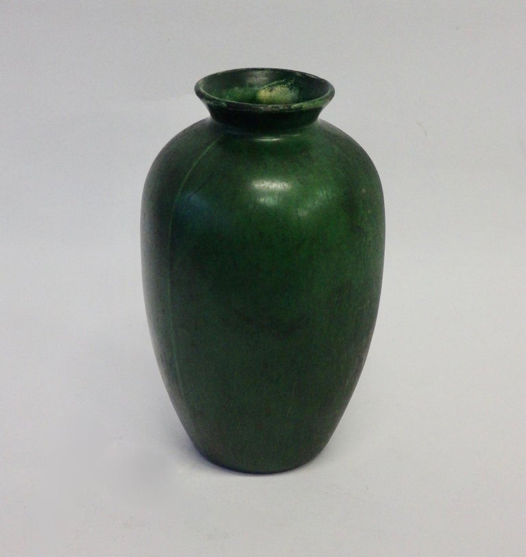Classic Arts and Crafts Grueby Style Green Pottery Vase at 1stDibs