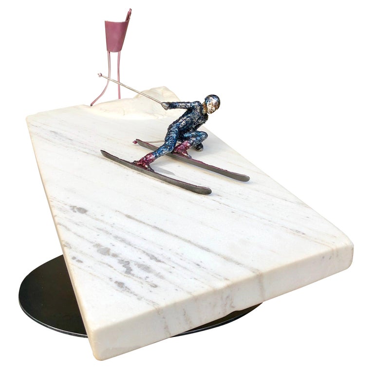 "Classic Bode Style" Ski Racing Sculpture by Ricky Sutphin at 1stDibs